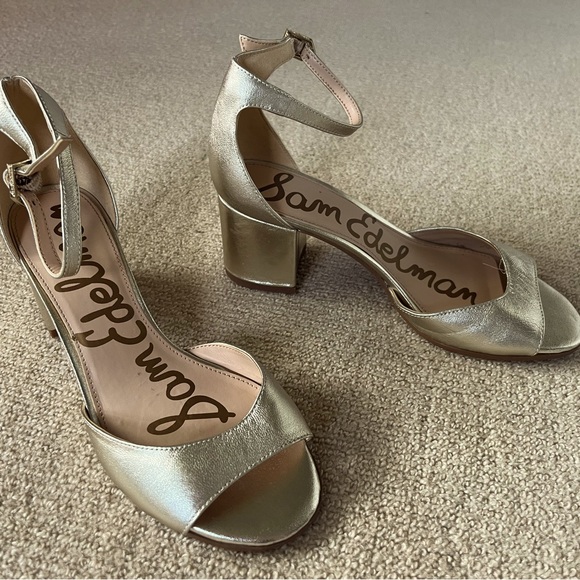Sam Edelman | Shoes | Sam Edelman Daniella Block Heel Sandals Gold ...